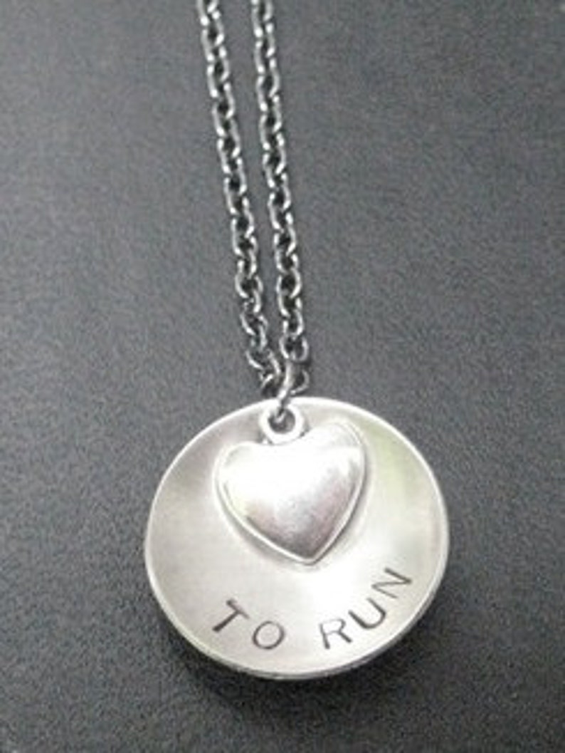 LOVE heart TO RUN Running Necklace on Gunmetal Chain - Etsy
