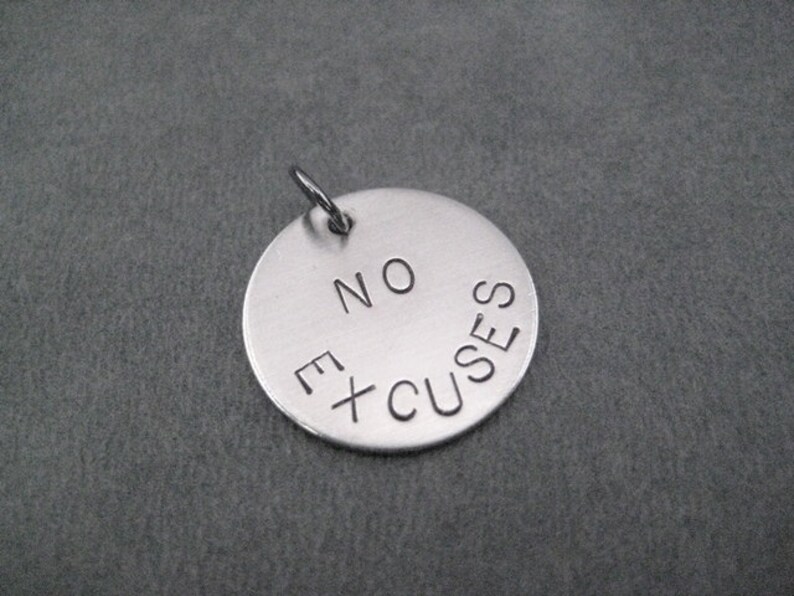 Sterling Silver NO EXCUSES Hand Stamped Charm - Add on Charm - No ...