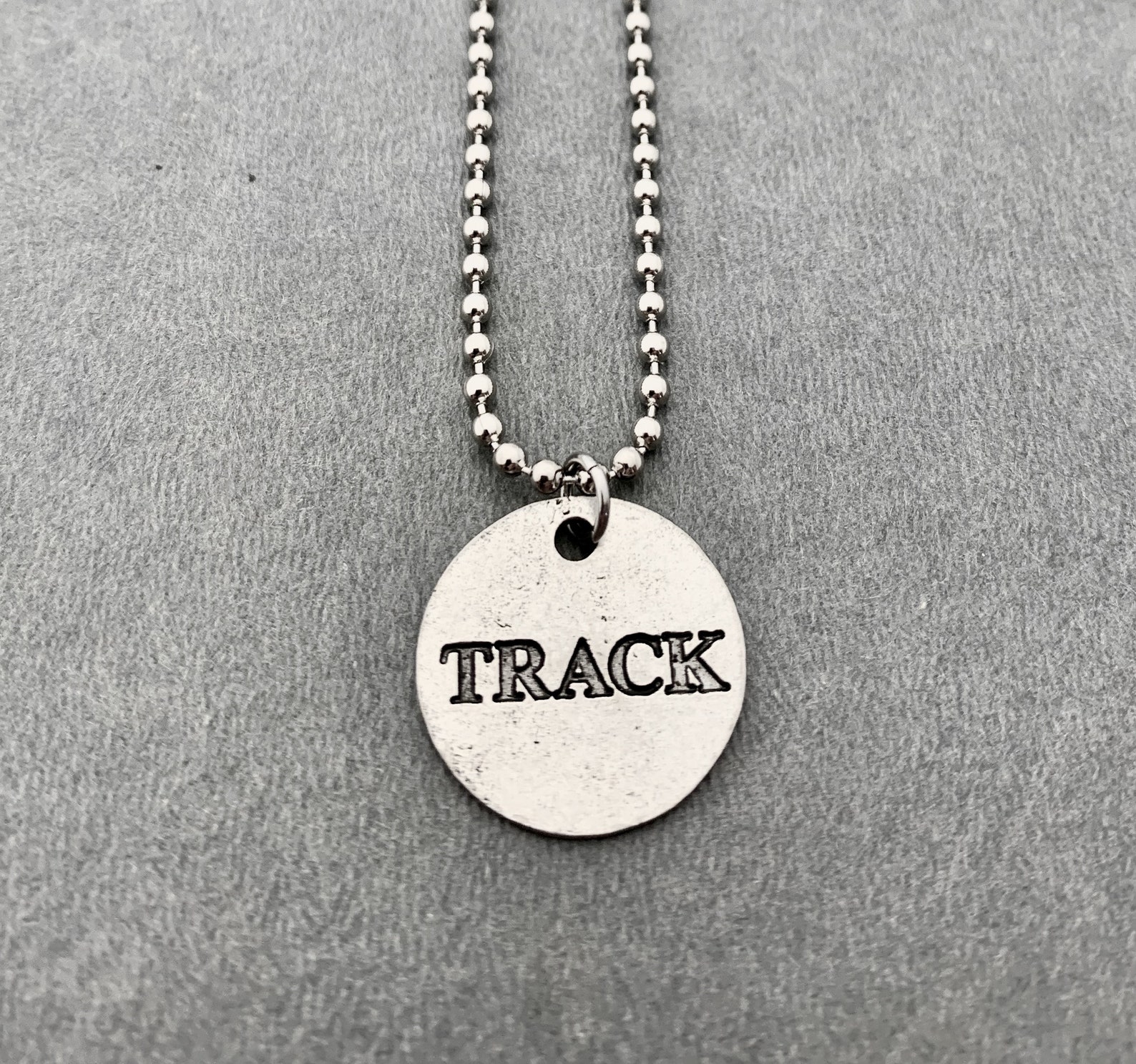 TRACK Round Pendant Necklace/Key Chain/Bag Tag on Stainless | Etsy