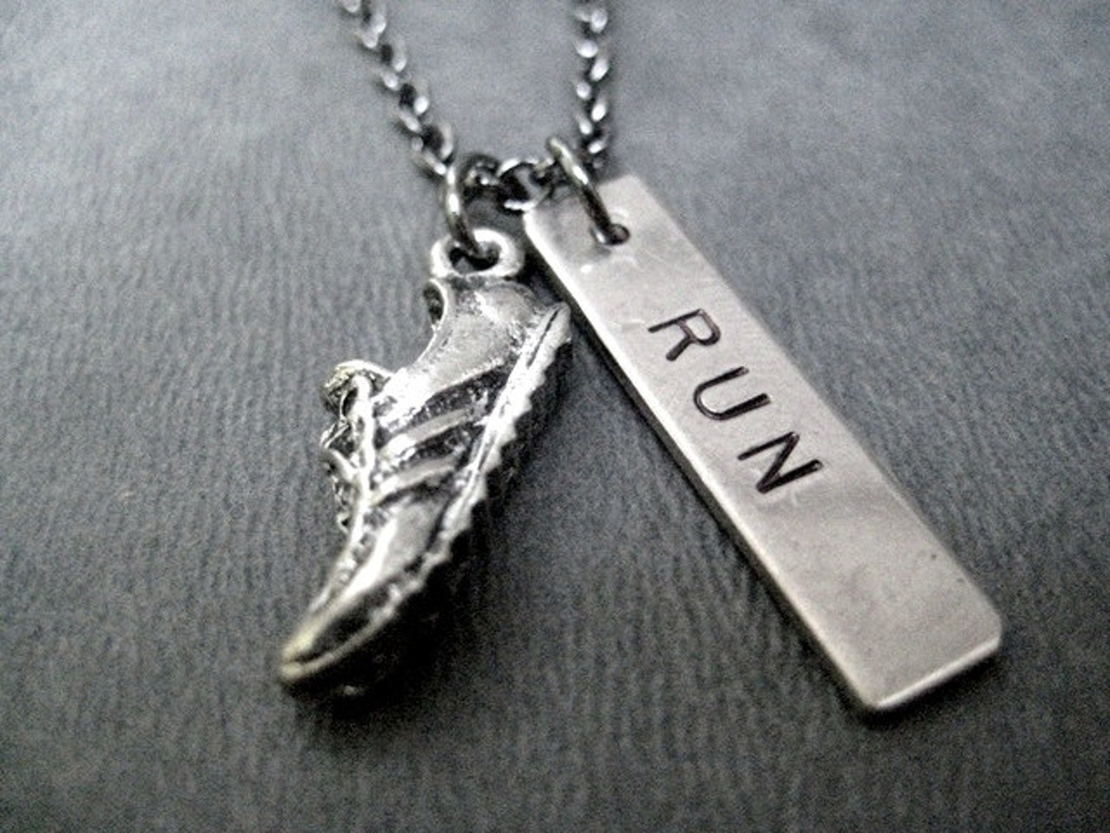RUN RUNNER RUN Necklace Running Necklace on Gunmetal Chain - Etsy