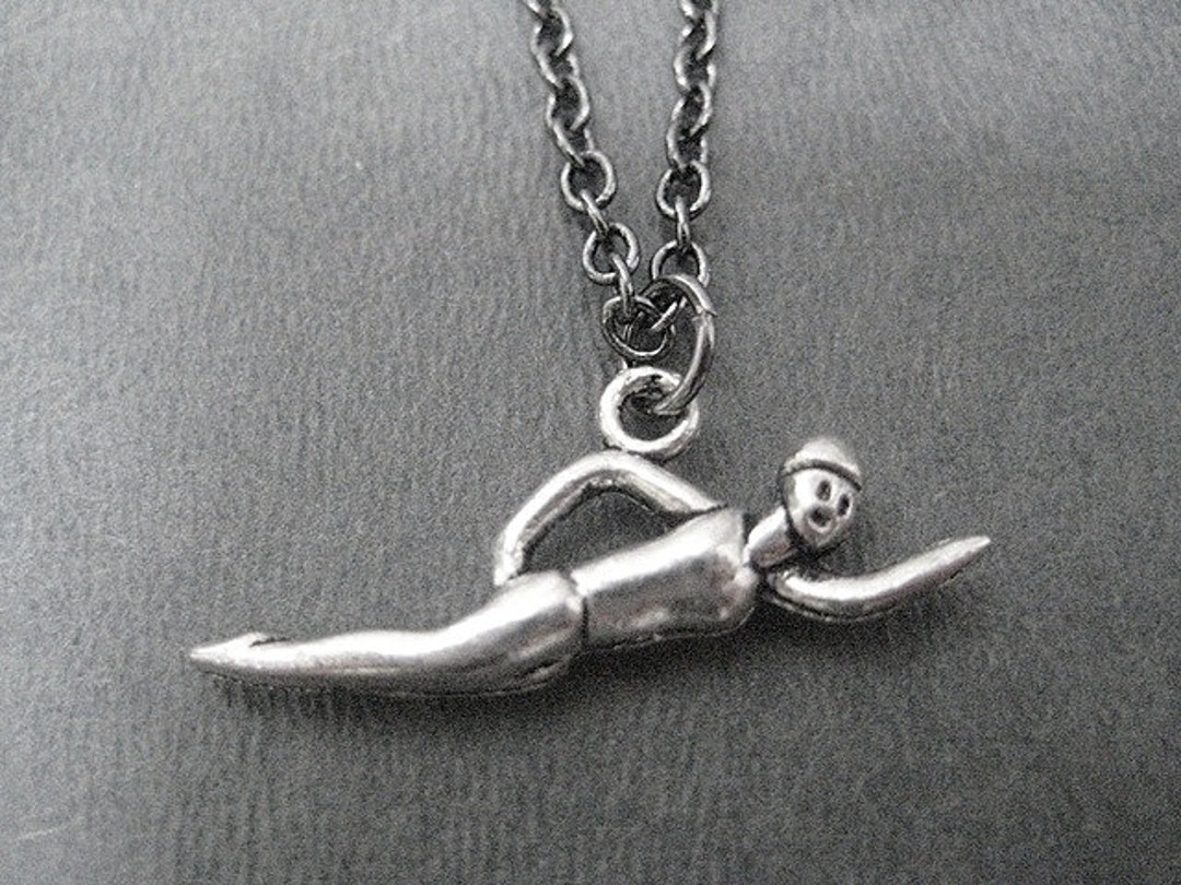 SWIM - JUST SWIM Necklace - Swimming Necklace on Gunmetal Chain ...