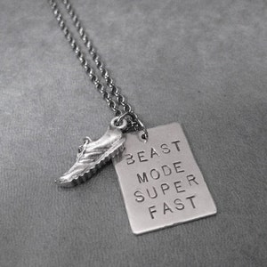 BEAST Mode SUPER FAST With Running Shoe Necklace on Gunmetal Chain ...