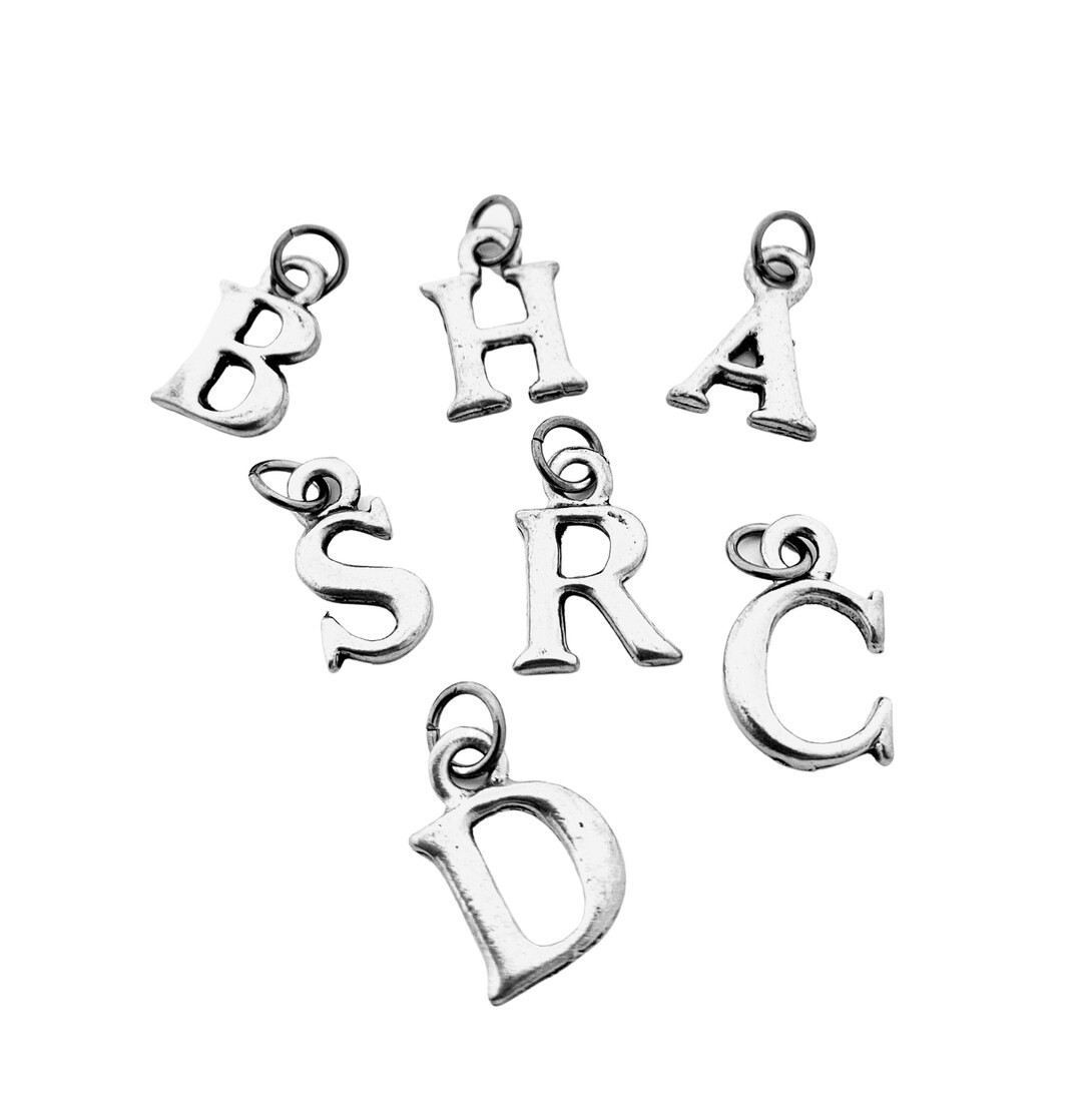 ONE (1) Pewter INITIAL Charm - Add an Initial Charm to Your Necklace or ...