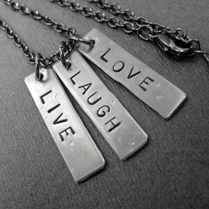 LIVE LAUGH LOVE - Inspirational Necklace on Gunmetal Chain - Love ...