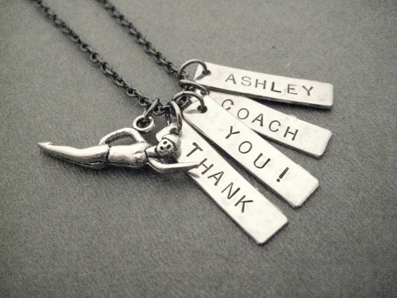 CUSTOM Personalized Hand Stamped 4 Pendant Necklace With Charm | Etsy