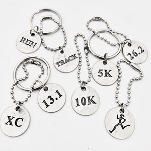 Distance, TRACK, RUN, XC or Runner Girl Round Pendant Key Chain / Bag ...