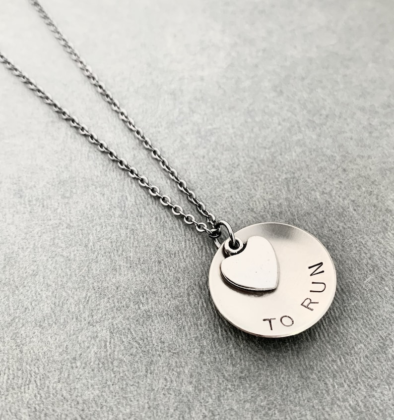 LOVE heart TO RUN Running Necklace on Gunmetal Chain - Etsy
