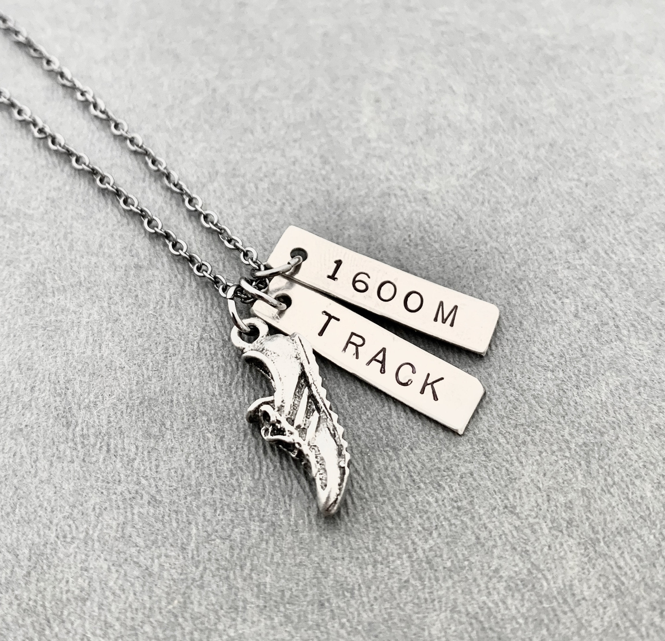 Buy RUN TRACK 1600 METER Necklace - Mile Runner Necklace on Gunmetal ...