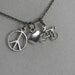 PEACE LOVE BIKE Triathlon Necklace - Running Jewelry - Biking Jewelry ...
