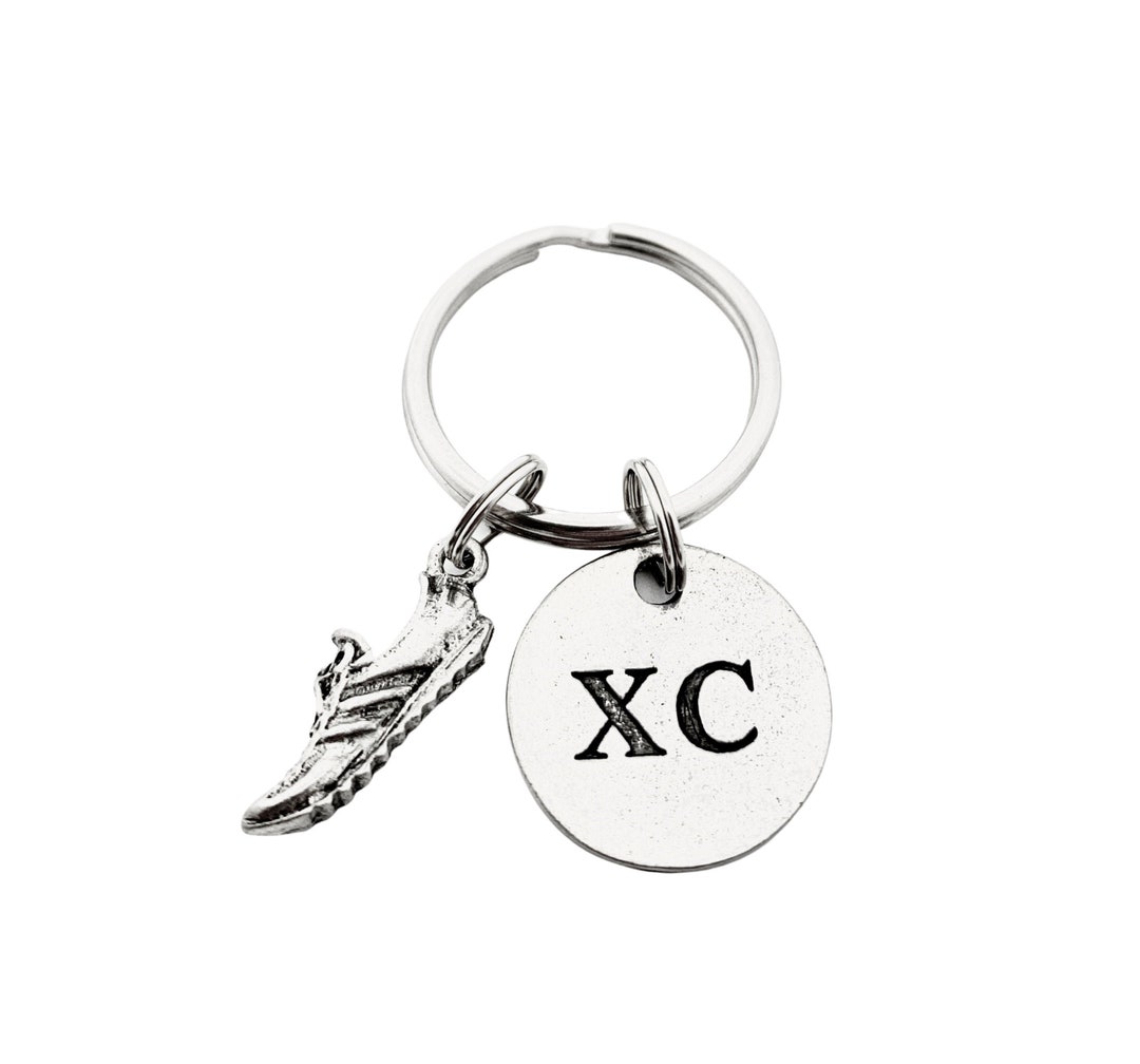 RUN XC Round Pendant Key Chain / Bag Tag - 4 Inch Ball Chain or Round ...