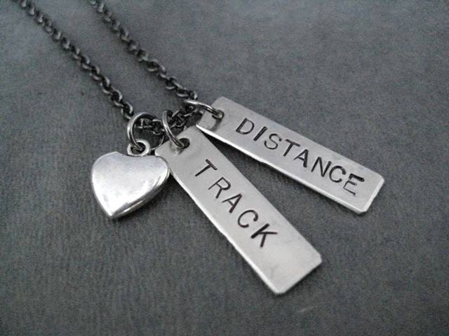TRACK DISTANCE or EVENT Necklace Heart or Shoe Charm Track | Etsy