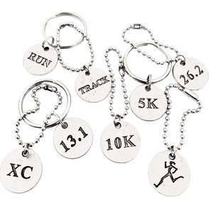 Distance, TRACK, RUN, XC or Runner Girl Round Pendant Key Chain / Bag ...