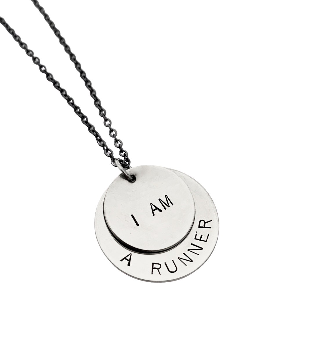 I AM a RUNNER Necklace - Running Jewelry - Running Necklace on Gunmetal ...