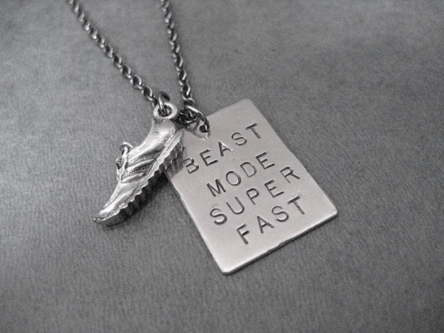 BEAST Mode SUPER FAST With Running Shoe Necklace on Gunmetal - Etsy