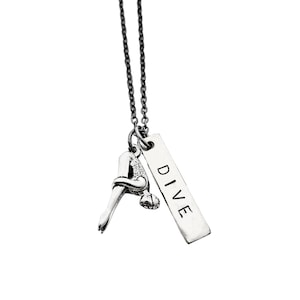 DIVE Necklace - Diving Necklace on Gunmetal Chain - Diver Jewelry ...