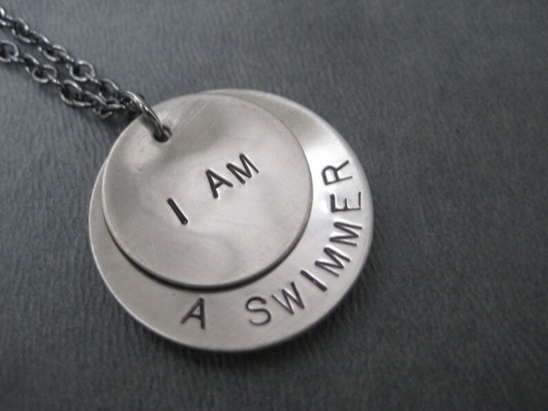 I AM a SWIMMER Necklace - Swimming Necklace on Gunmetal Chain ...