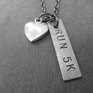 LOVE to RUN 5K With Puffed Heart - Running Jewelry - 5k Runner Necklace ...