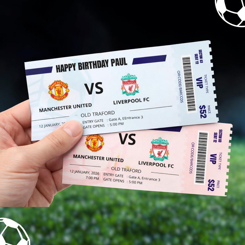 Football Ticket Template Editable | Printable Birthday Gift Pass ...