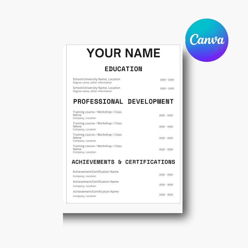 Editable Resume Template Canva | Modern CV Template | Professional ...