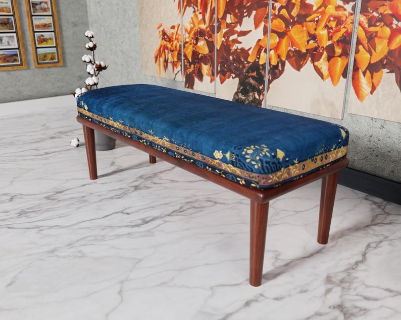 Turkish Ottoman Bench Bedroom Bench Handmade Boho Kilim Bench Vintage ...