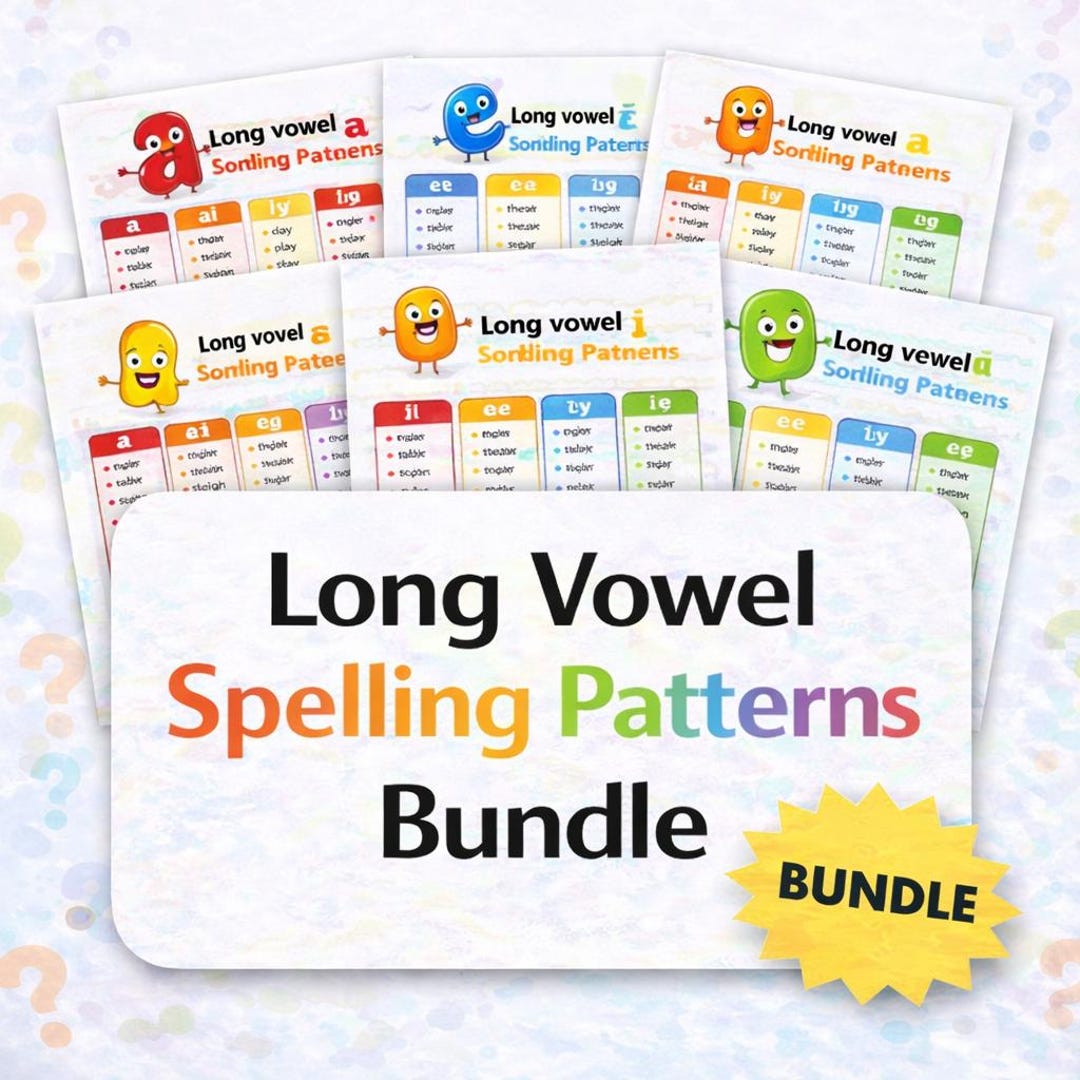 Long Vowel Bundle | Phonics Spelling Patterns | A-E-I-O-U Worksheets - Etsy