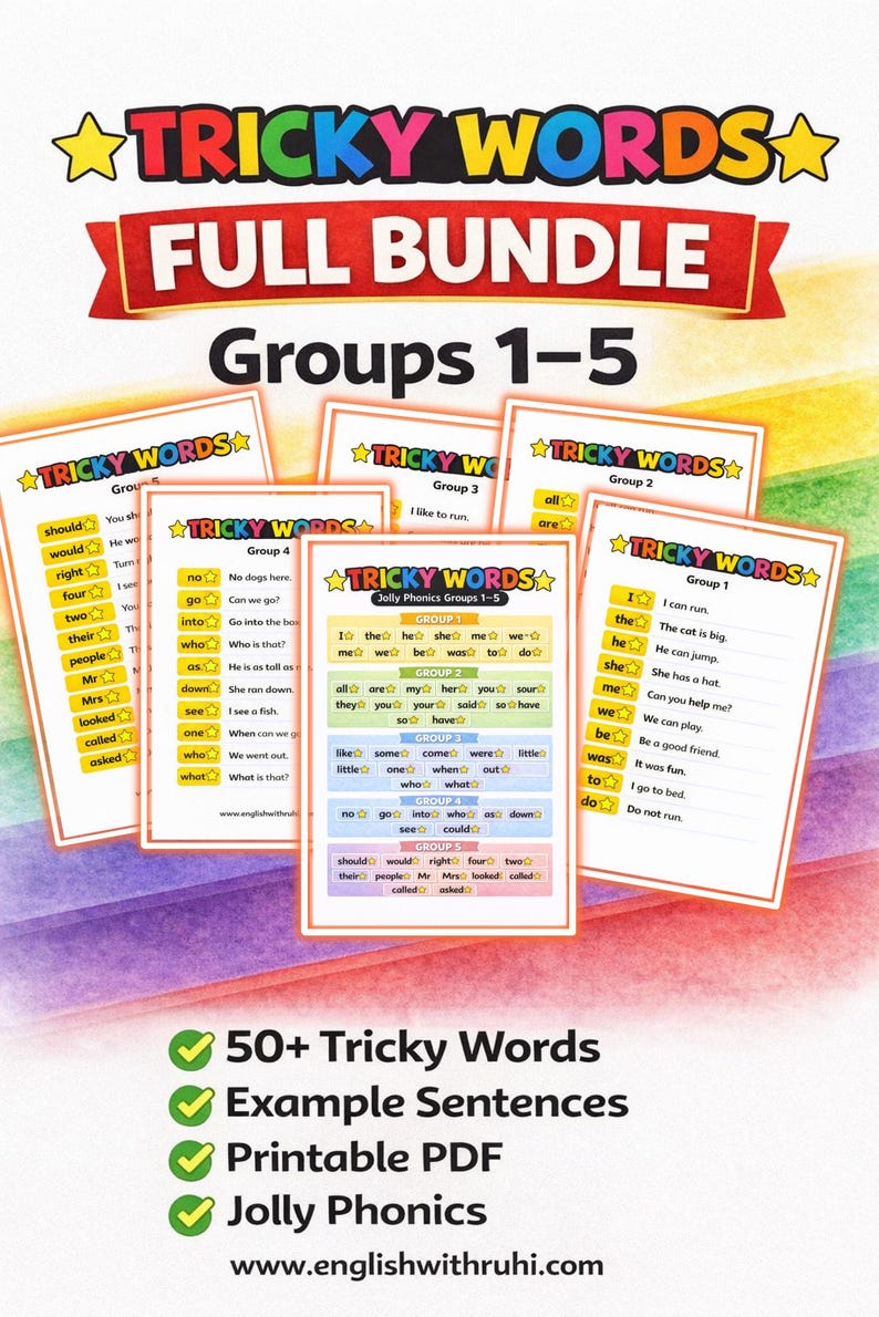 50+ Tricky Words Worksheets Pack | Sight Words Practice Sheet - Etsy