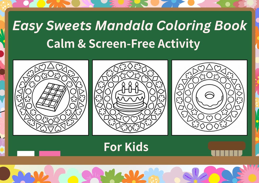 Sweet Mandala Coloring Book for Kids Quiet Time Activity – Instant ...