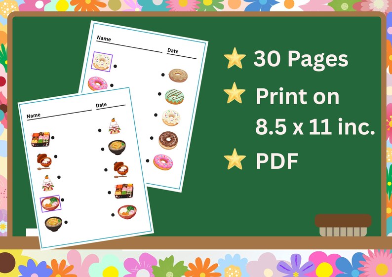 Food Matching Worksheet for Kids Fun & Colorful Learning Activity ...