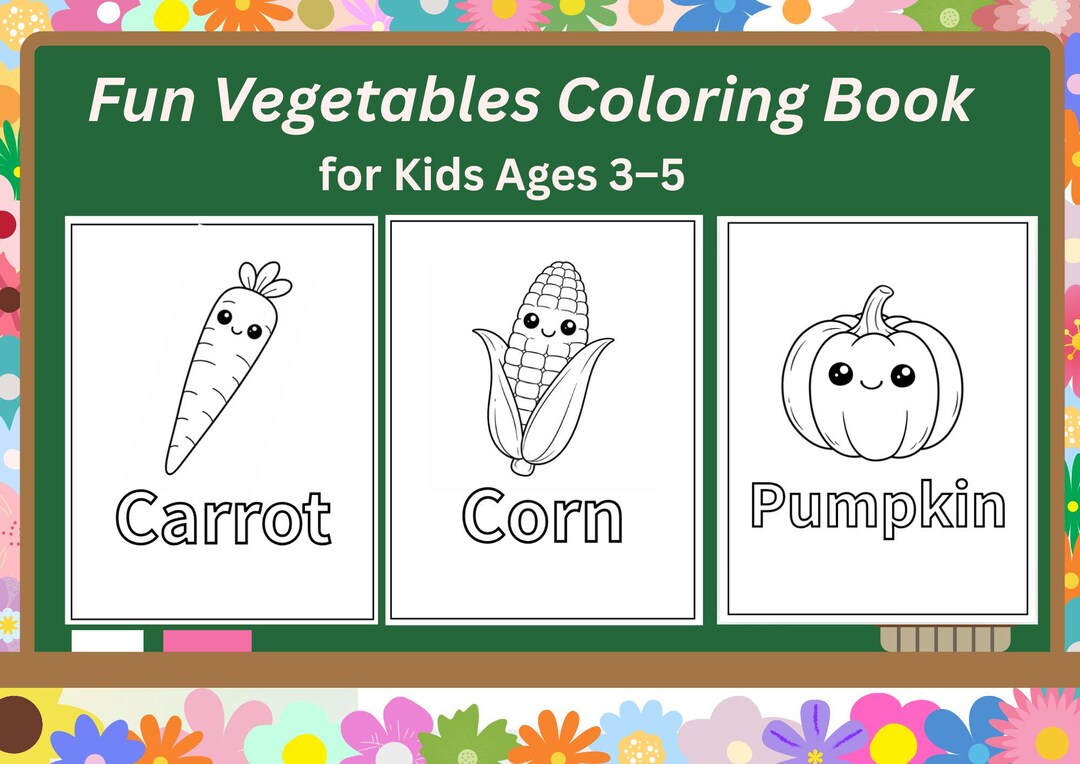 Fun Vegetables Coloring Book for Kids Ages 3–5 Simple and Easy ...