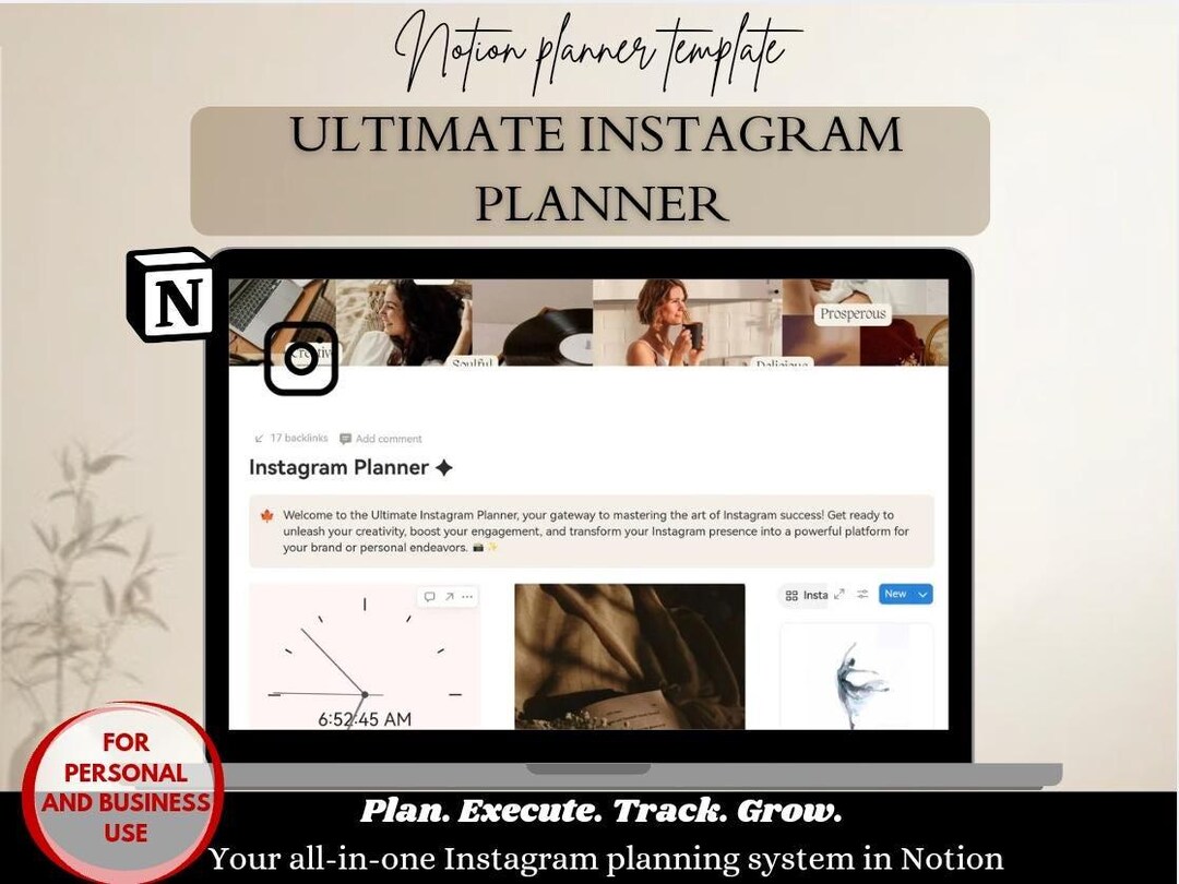 Notion Instagram Planner Template | Content Planner, Analytics Tracker ...