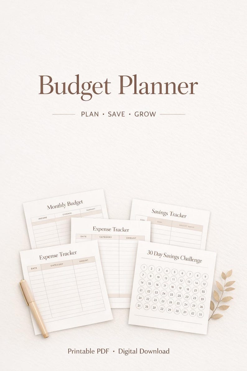 Minimal Budget Planner Printable | Monthly Budget, Expense Tracker ...