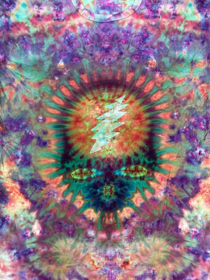 Tie Dye Colorful With Skull and Bolts on Front and Back Detail - Etsy