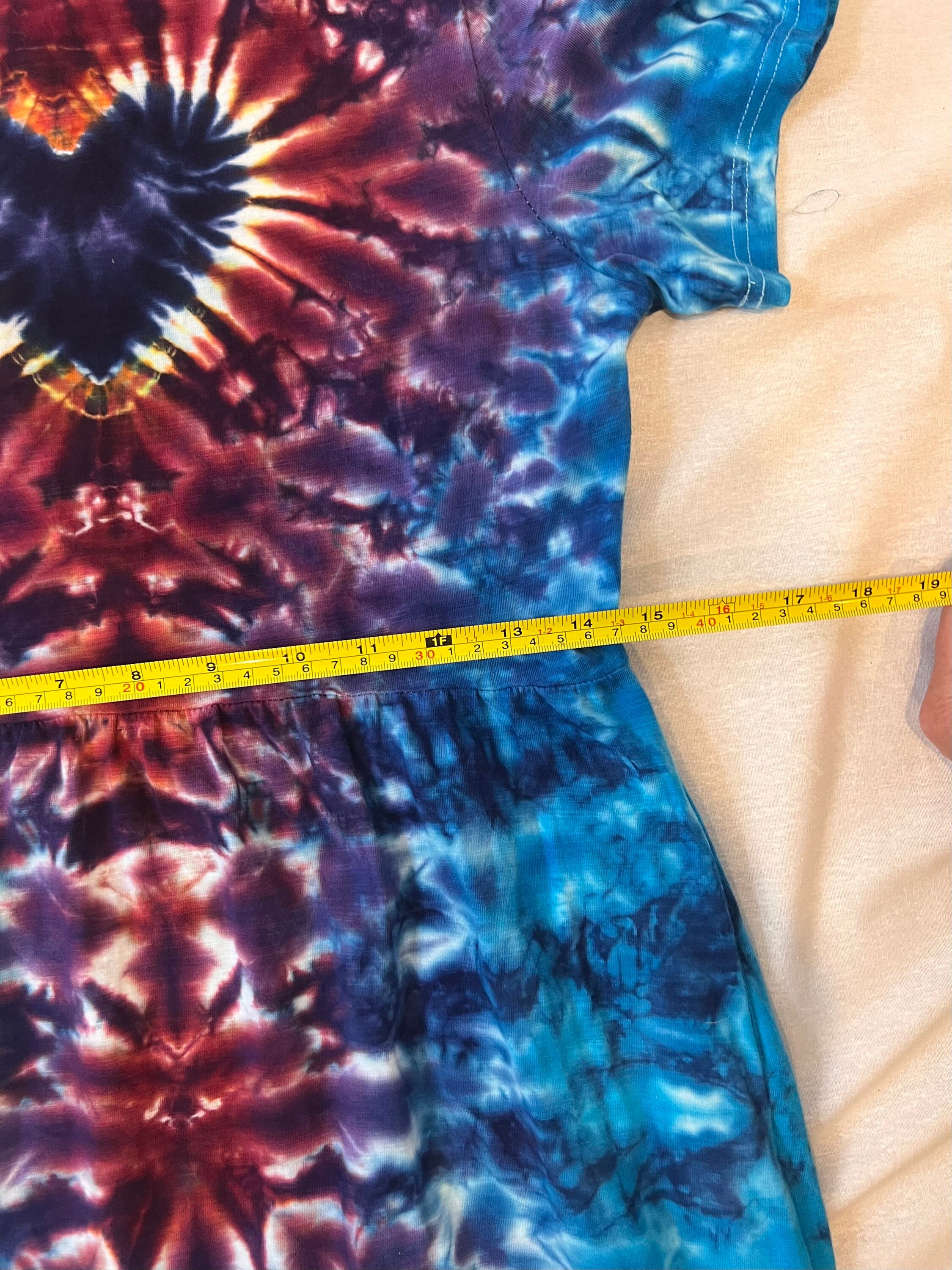 Tie Dye Long Short Sleeve Style Dress Heart Detail Summer Boho Hippie ...
