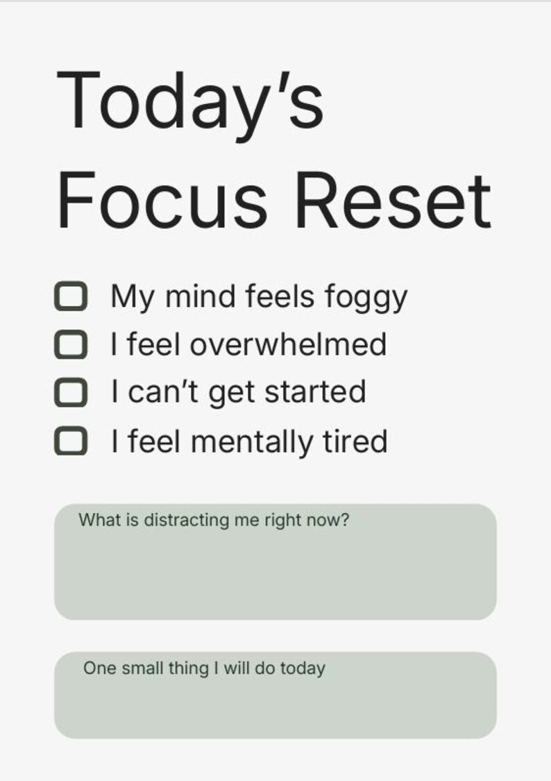 ADHD Focus & Productivity Printable Template - Etsy