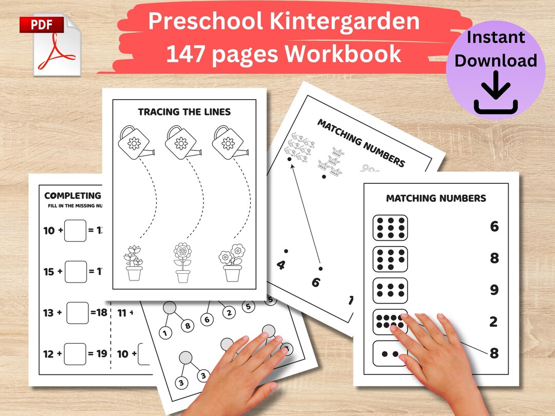 Preschool Learning Workbook – 147 Pages Kindergarten Math & Activities ...