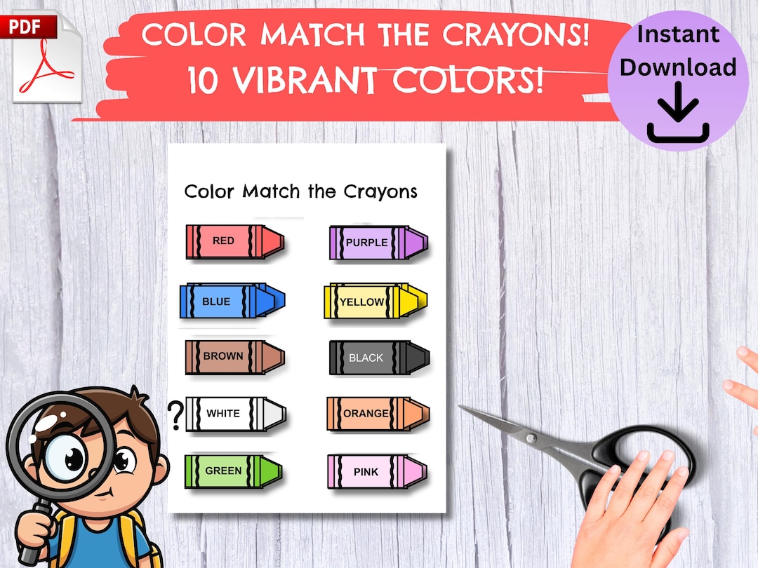 Crayon Color Matching Activity, Montessori Learning (digital Download ...