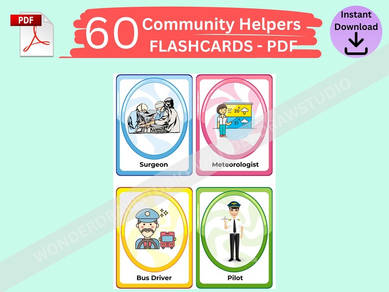 Community Helpers Flashcards Printable Occupations Careers Toddler ...
