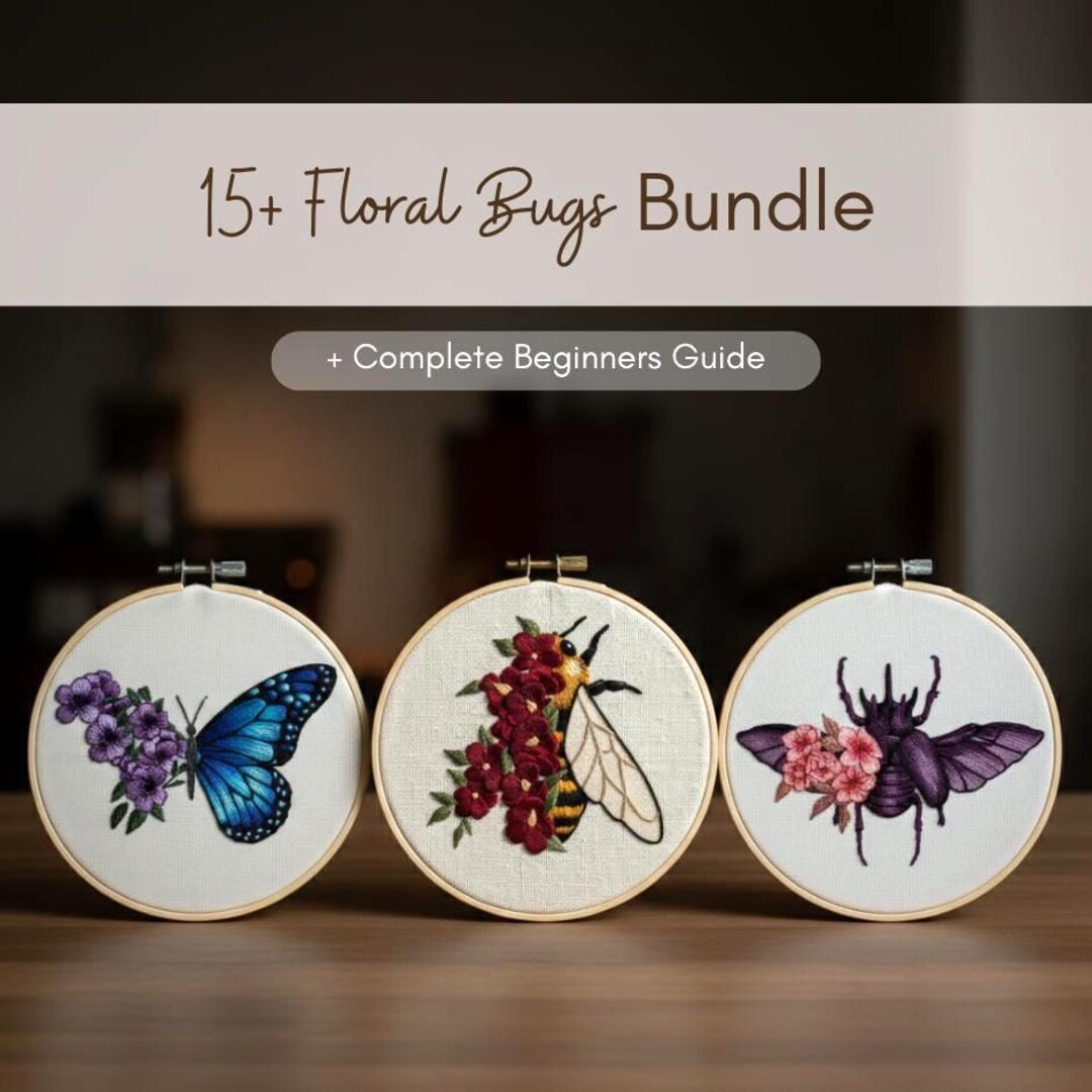 15+ Floral Bugs Bundle Hand Embroidery PDF Pattern - Digital Download ...