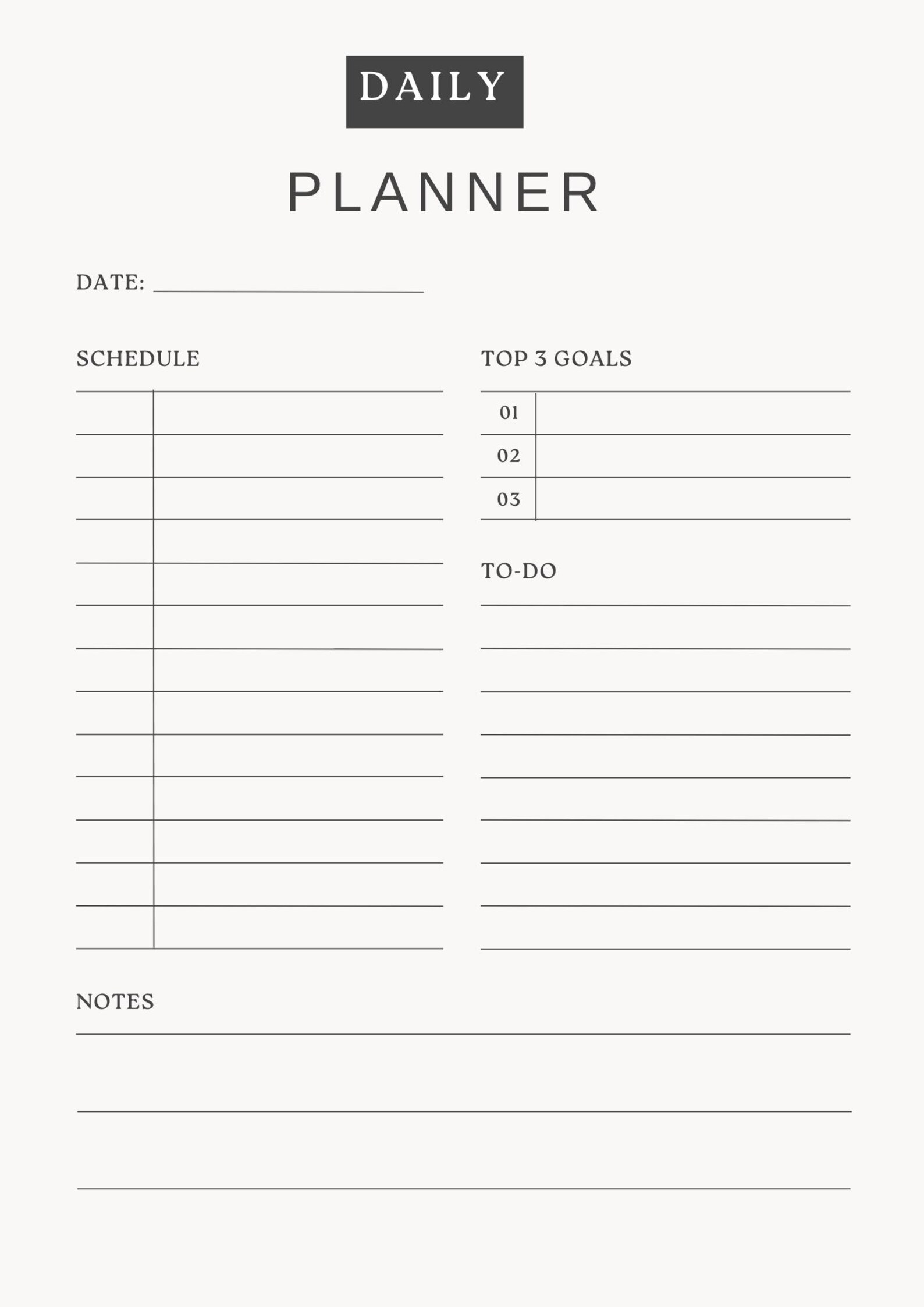 Daily Planning Sheet Printable | Structured Daily Schedule & Task ...