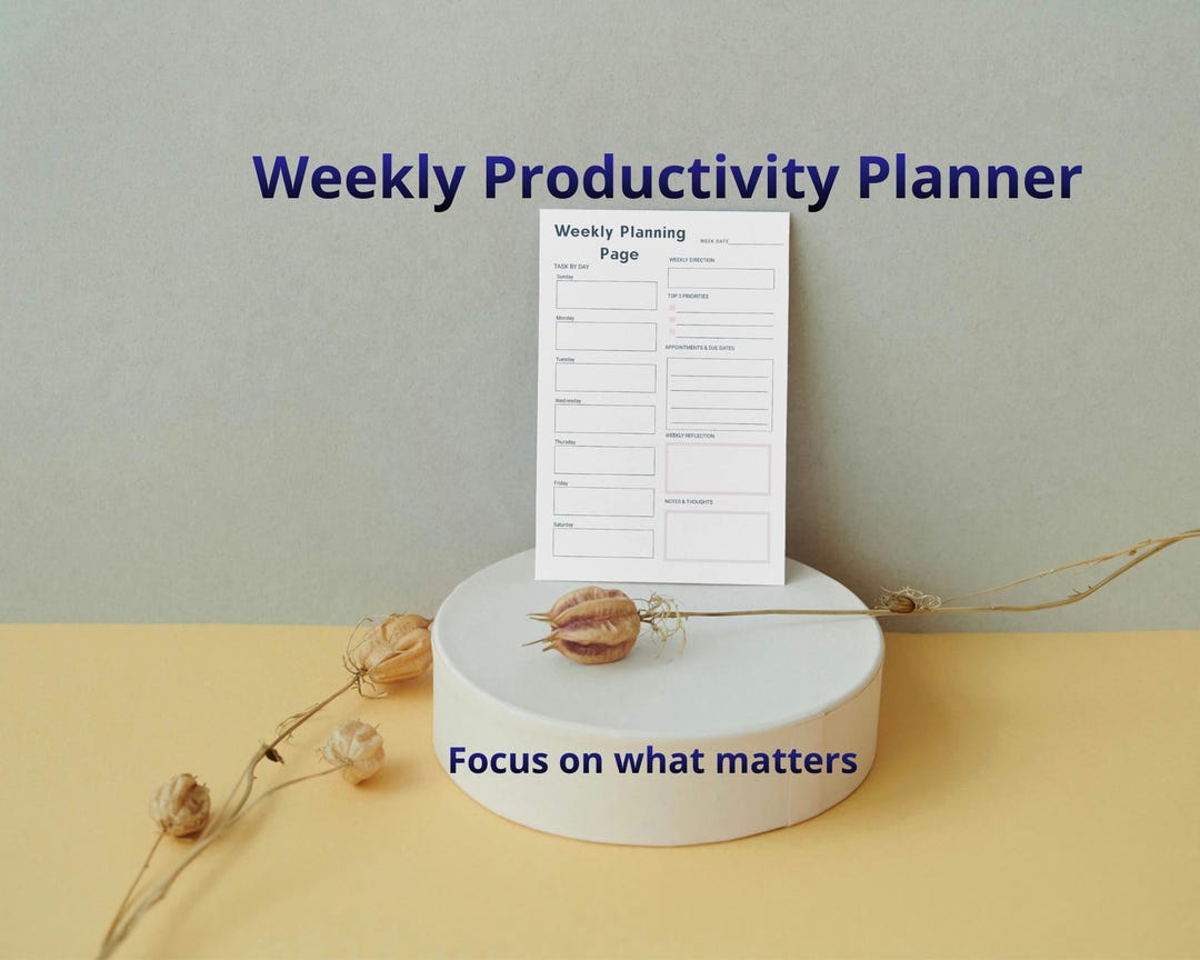 Weekly Productivity Planner Printable | Focused Weekly Planning Page ...