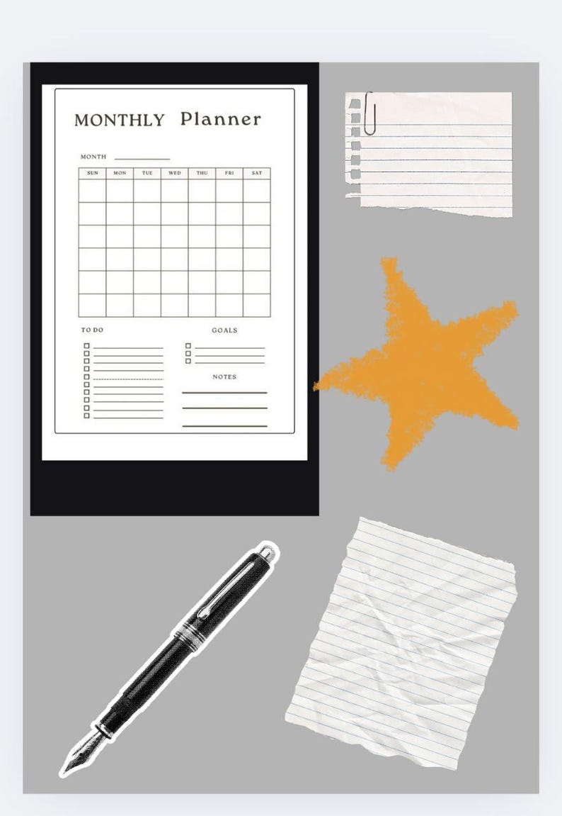 Minimal Monthly Planner Printable | Undated Monthly Calendar | to Do ...