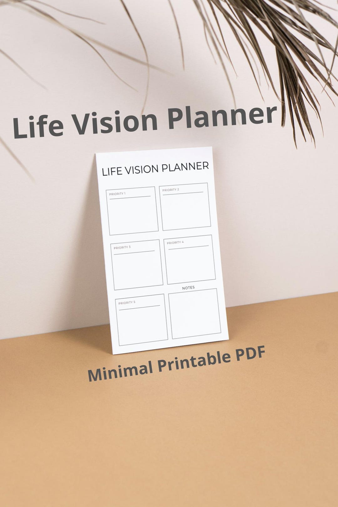 Life Vision Planner Printable | Minimal Goal Setting Worksheet ...