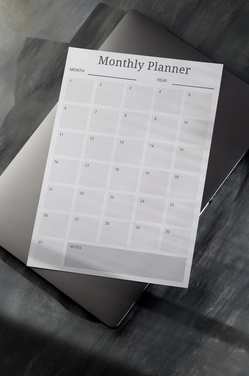 Monthly Overview Planner Printable | Monthly Calendar With Notes | PDF ...