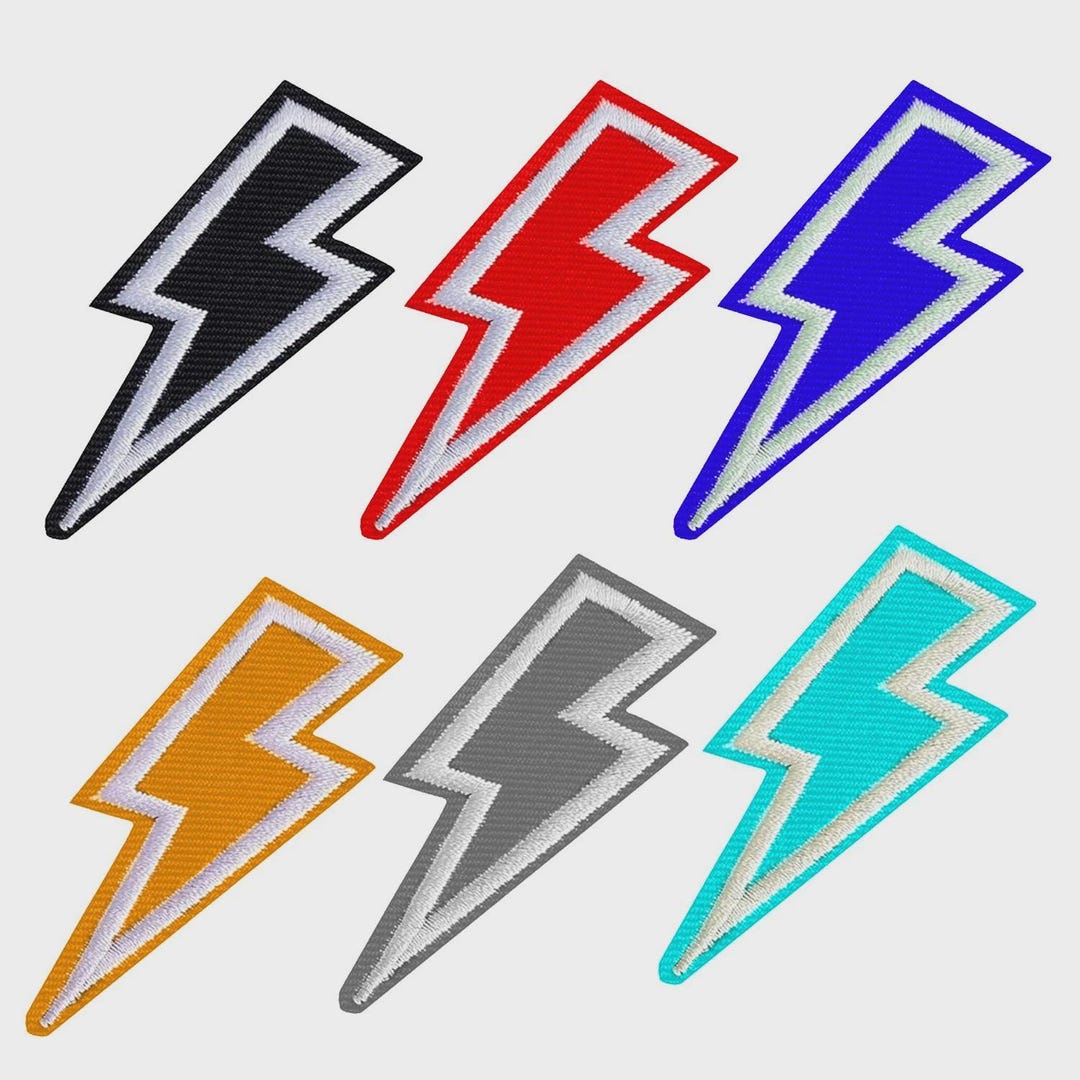 Lightning Bolt Embroidered Patch Iron on Sew on Applique for Jackets ...