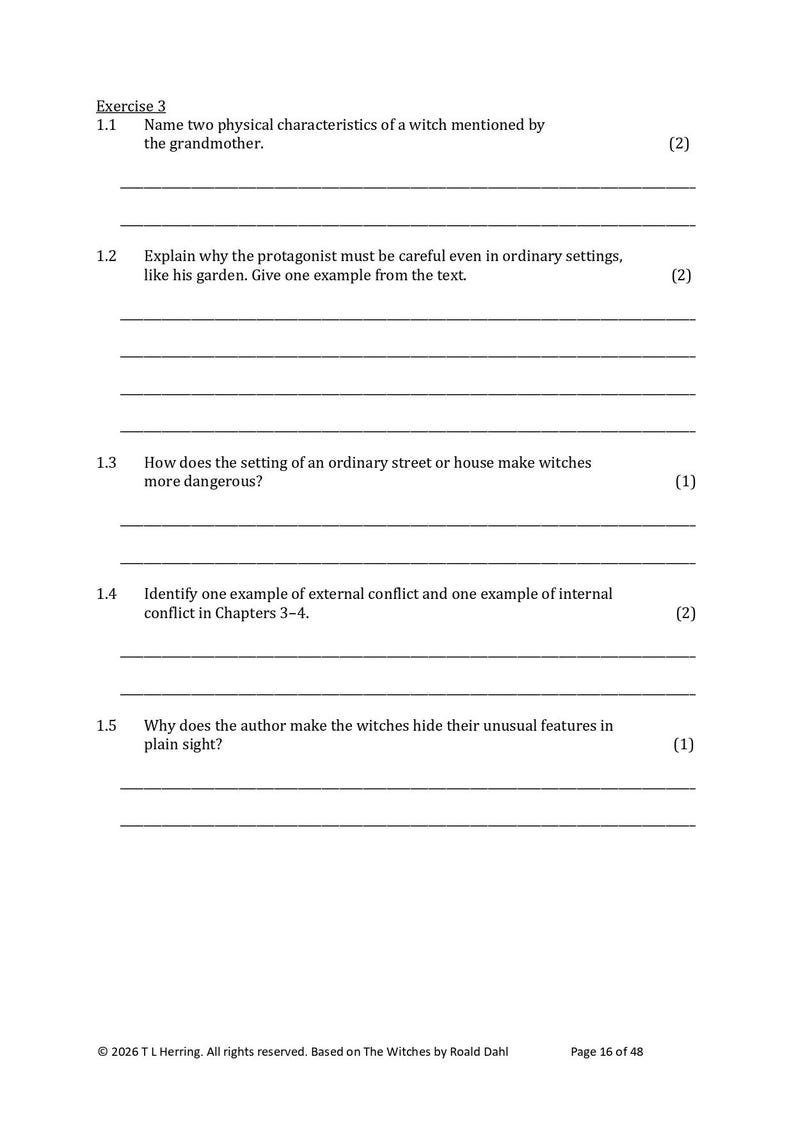 The Witches by Roald Dahl Study Bundle – Teacher Guide + Student ...