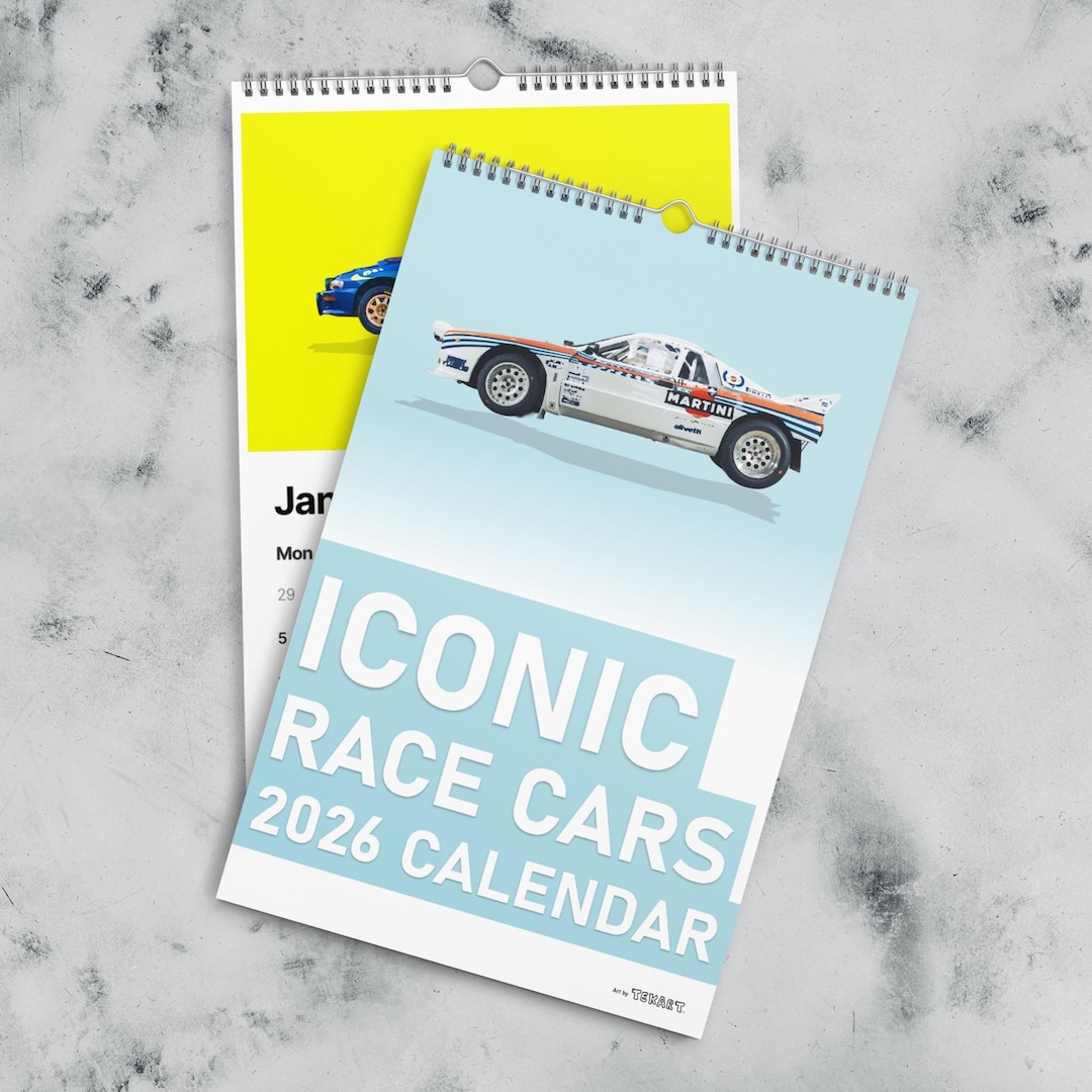 2026 Calendar| Iconic Race Cars Wall Art - Etsy