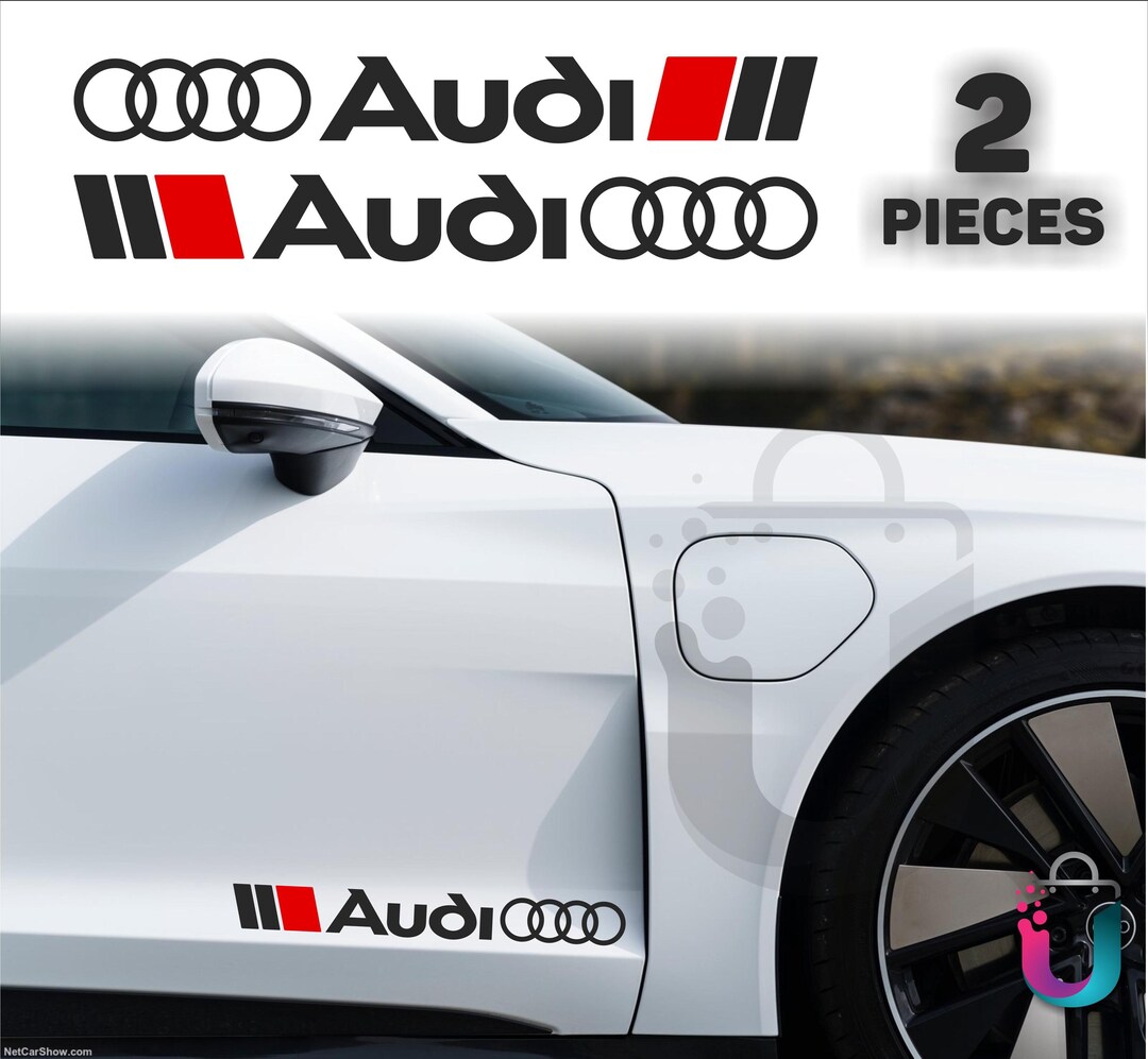 2× Audi Stickers 28cm – Car Decals for Side Skirt, Bonnet | Badge, Logo ...
