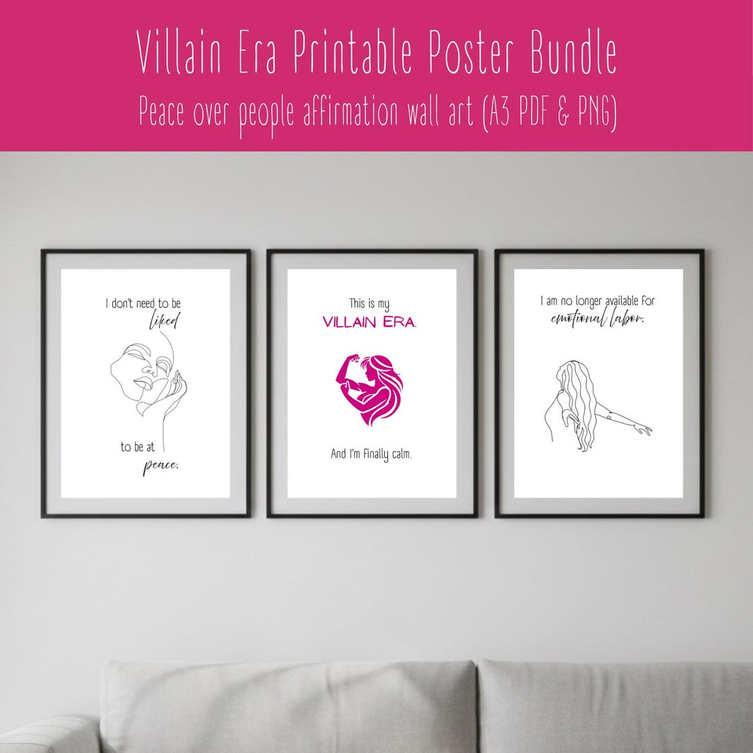 Villain Era Printable Poster Bundle | Peace Over People Affirmation ...