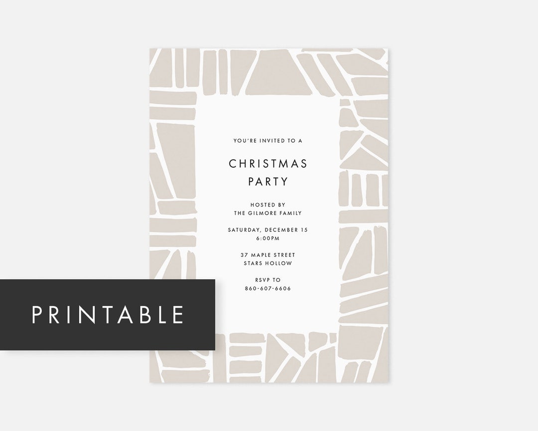 Simple Christmas Party Invitation Printable PDF With Neutral - Etsy
