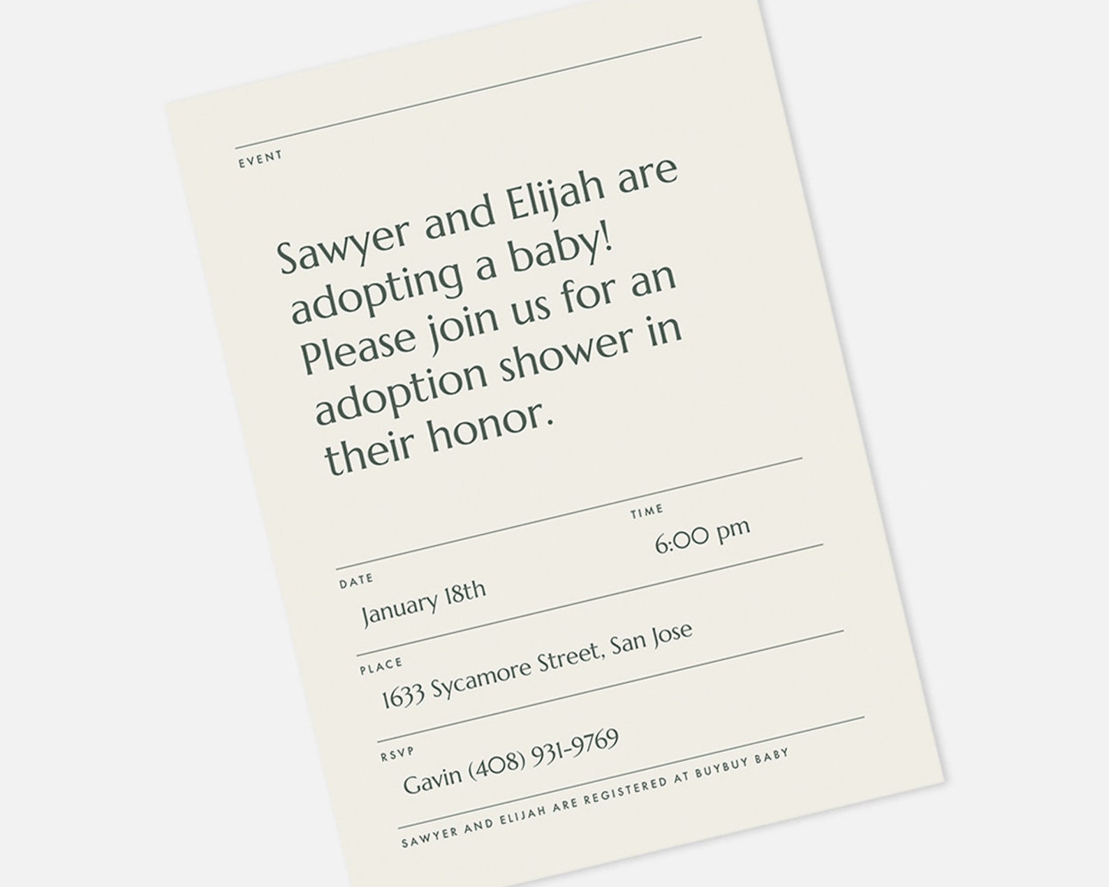 Minimalist Invitation for Adoption Shower With Printed - Etsy